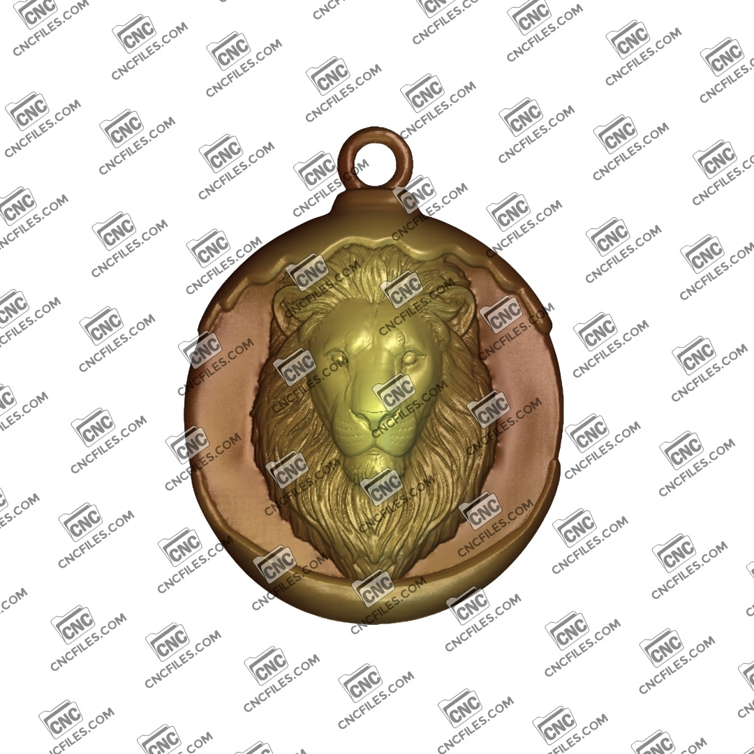 Lion Bust Ornament 3D Relief – CNC Files